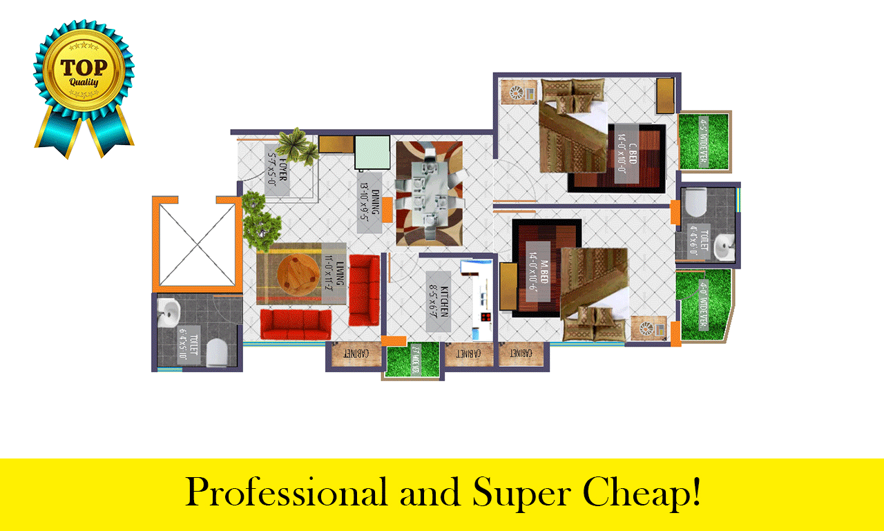 2d floor plan to 3d for real estate agent من تصميم Gourav Dey- Gourav-Dey